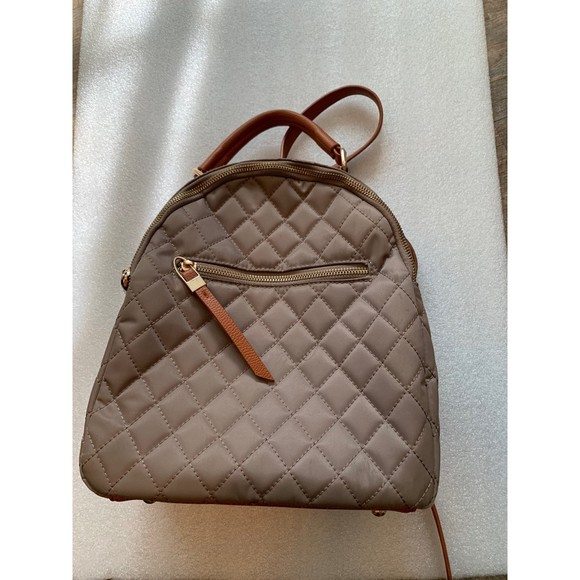 Source Unknown | Bags | Taupe And Cognac Backpack Diamond Quilting With ...